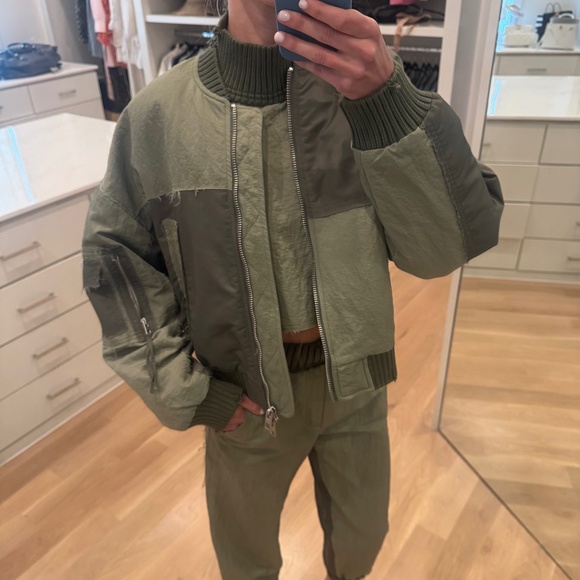 Zara | Jackets & Coats | Zara Mixed Material Jacket Xs Green New | Poshmark